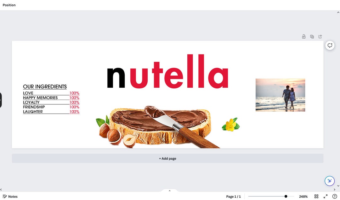 Nutella Label Template Sticker 400gr. Canva Template Mockup - Etsy