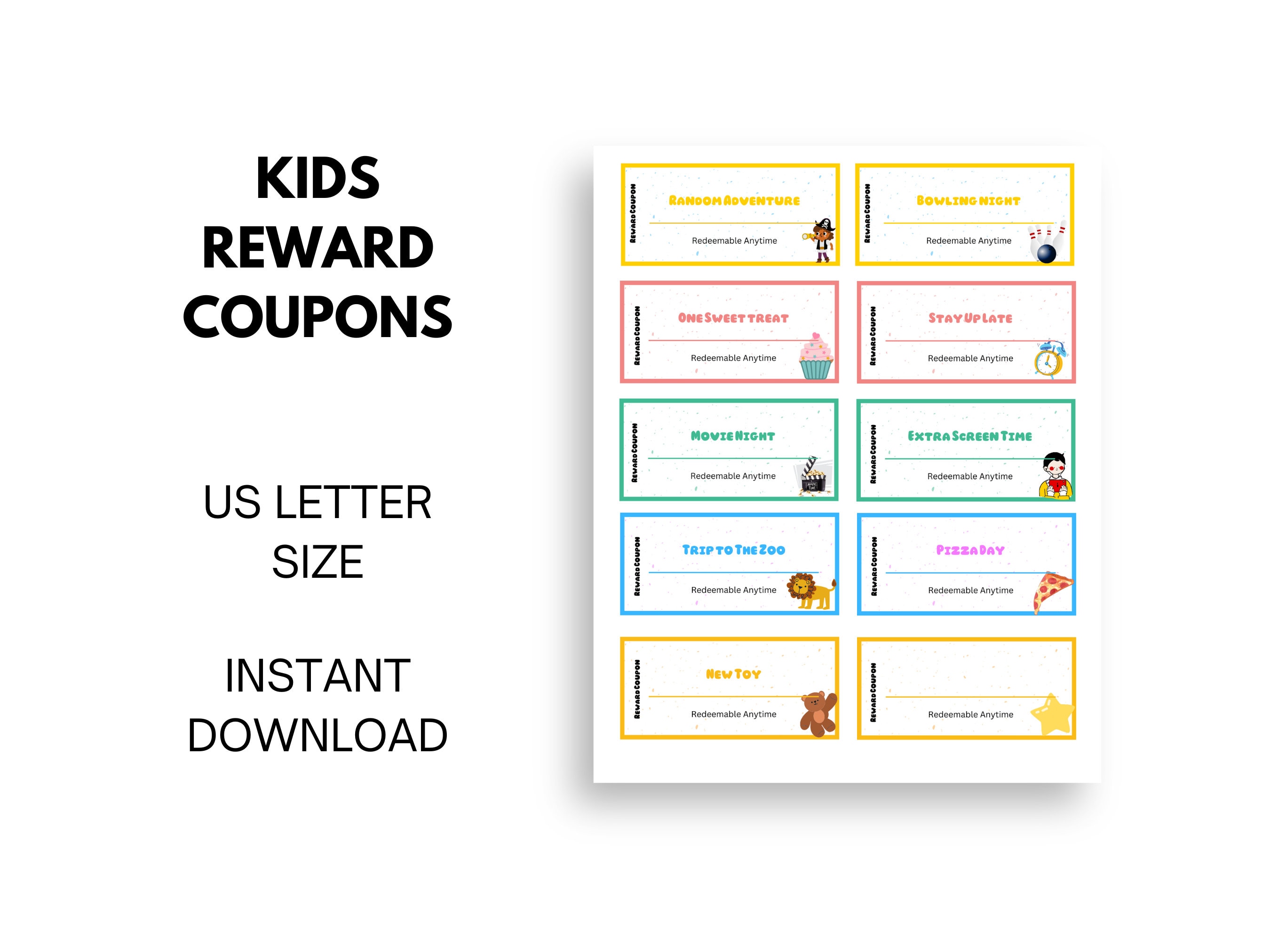 Kids Reward Coupons Printable & Immediate Download - Etsy