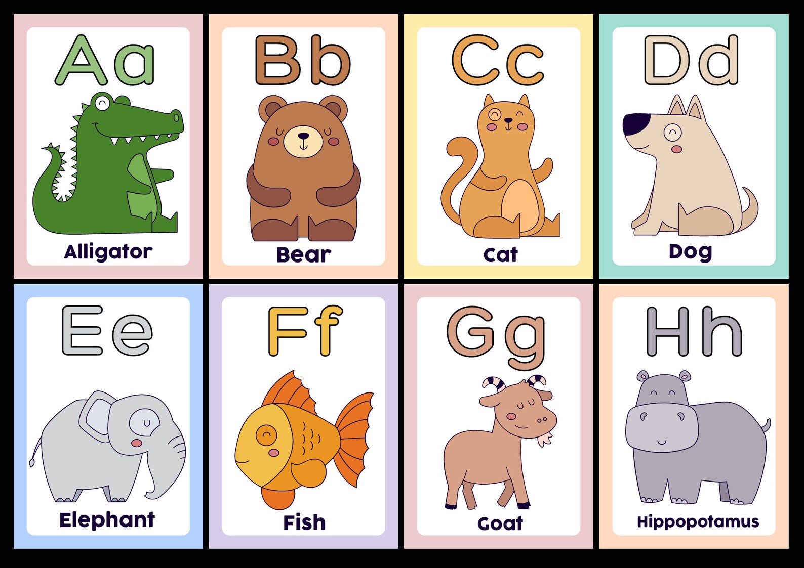 Animal Alphabet Flashcards - Etsy
