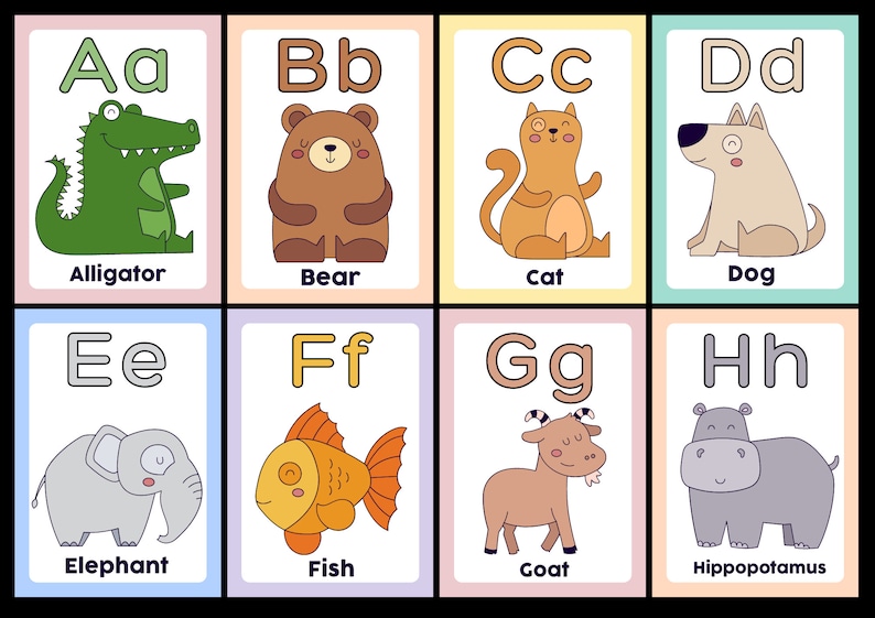 Animal Alphabet Flashcards - Etsy
