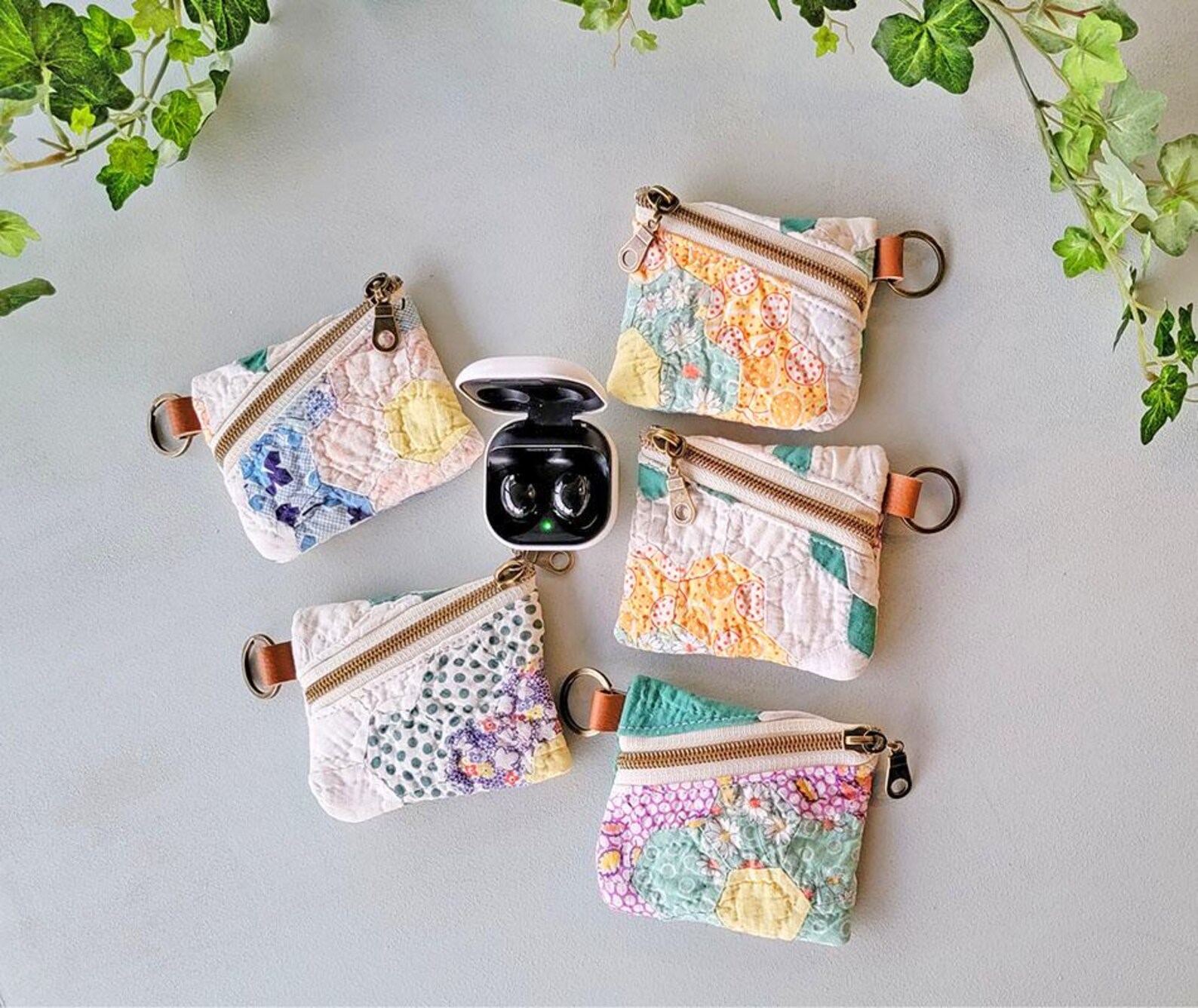 Quilted Earbuds Case Soft Earbuds Case Handmade Vintage Quilt quilted ...