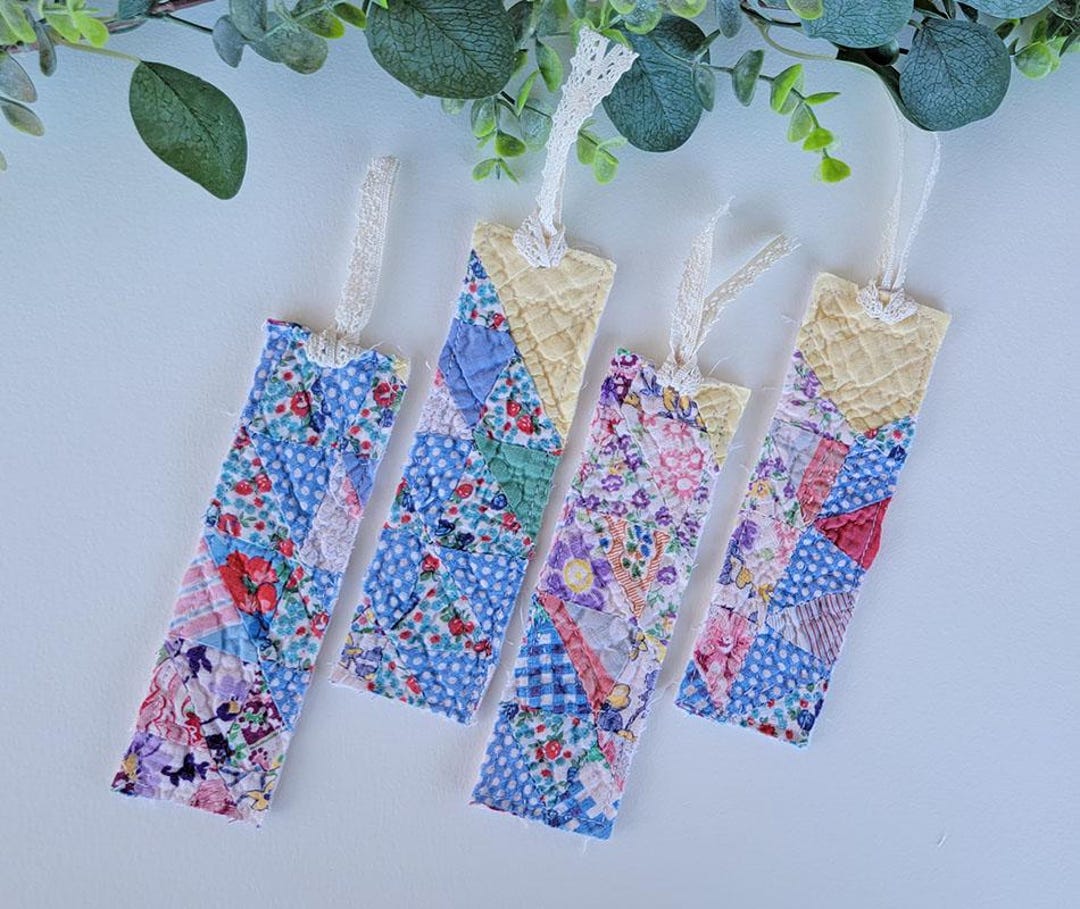 Vintage Quilt Bookmark, Quilted Page Keeper, Repurposed Vintage Quilt ...