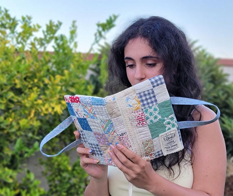 Vintage Book Cover Quilted Book Cover Handmade Book Wrap Book Cover ...