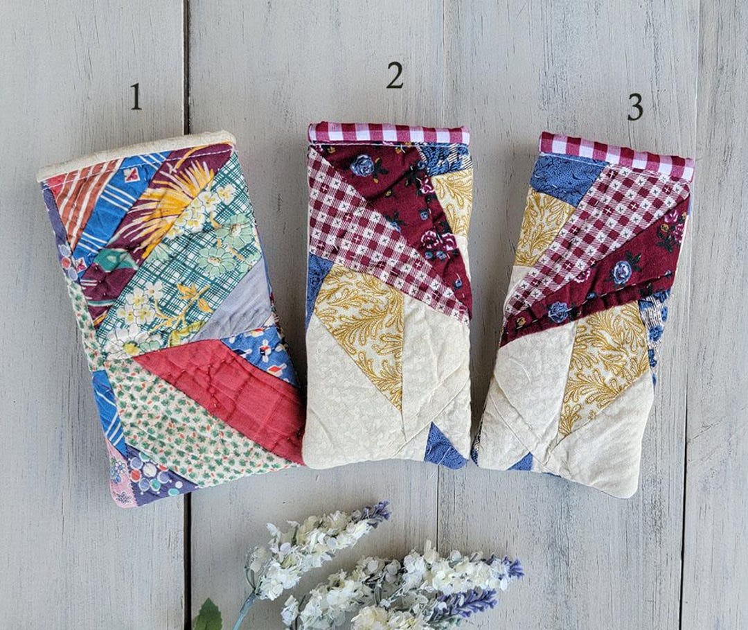 Quilted Eyeglass Case| Soft Eyeglass Case| Handmade Vintage Quilt ...