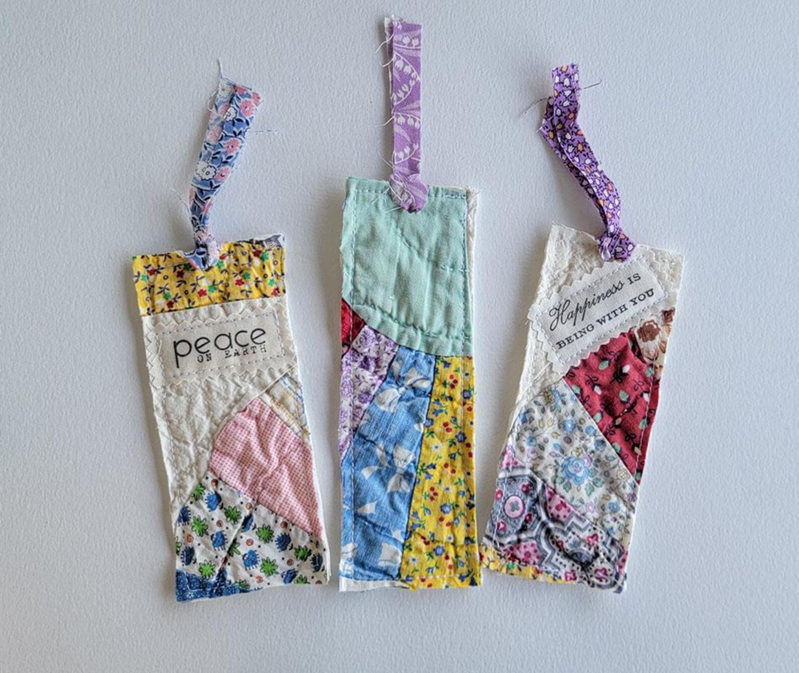 Vintage Quilt Bookmark, Quilted Page Keeper, Repurposed Vintage Quilt ...