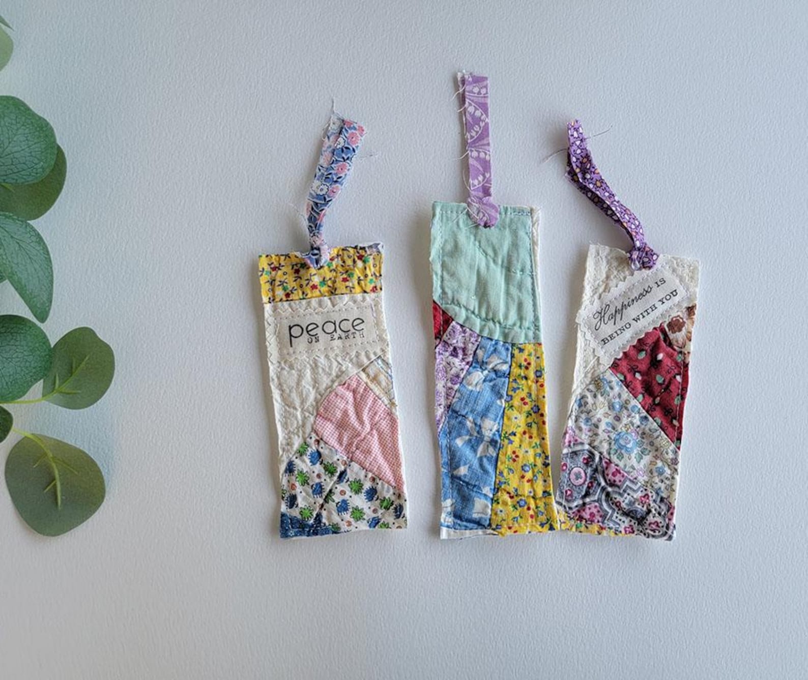 Vintage Quilt Bookmark, Quilted Page Keeper, Repurposed Vintage Quilt ...