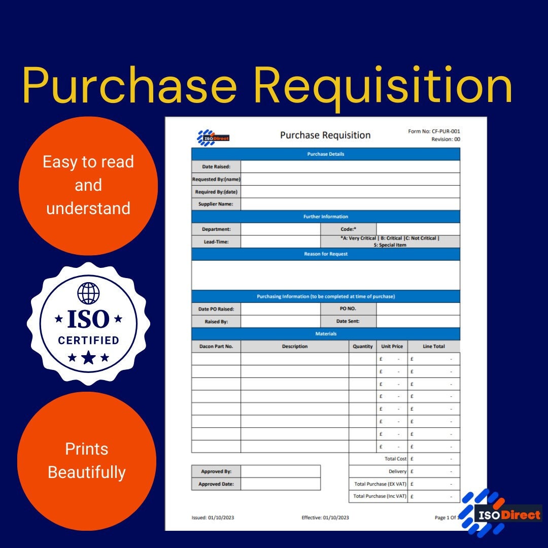 Purchase Requisition Request Form - Etsy
