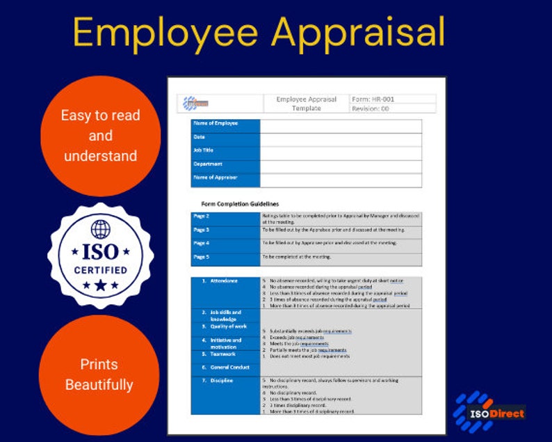 Employee Appraisal Template - Etsy