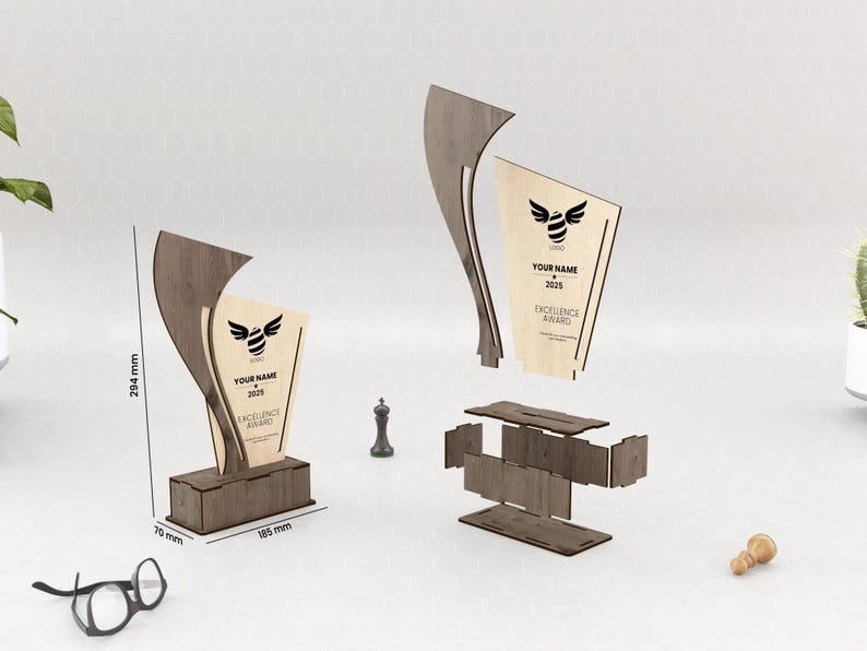 Modern Laser Cut Special Shapes Award Trophy Templates: 4 Designs ...