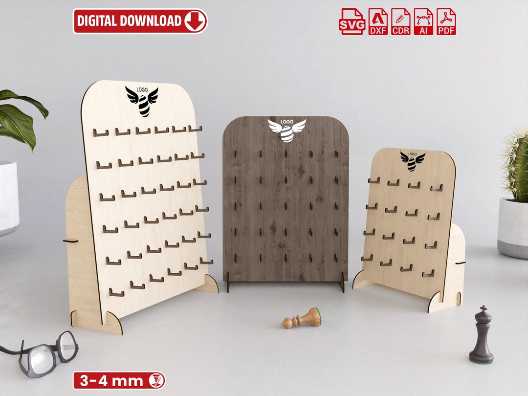 Earring Stand Laser Cut File, Three Different Sizes Different Design ...