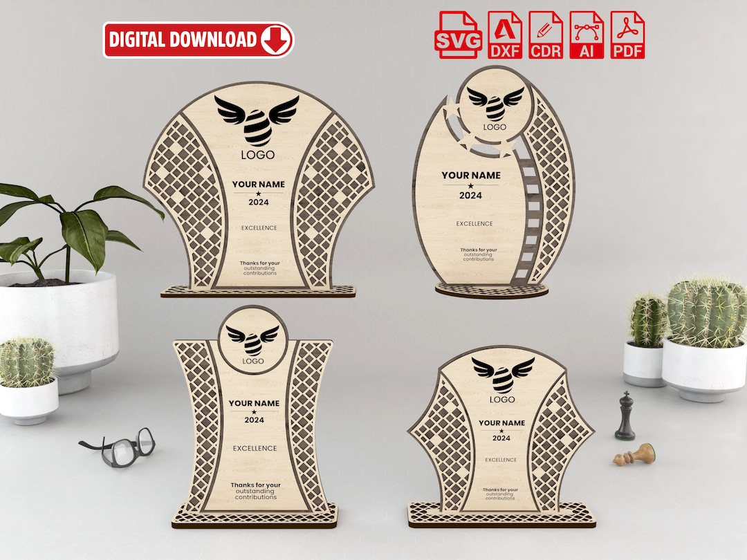 Special Modern Laser Cut Special Shapes Award Trophy Templates: 4 ...