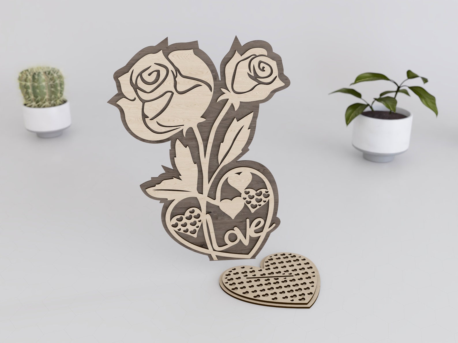 Valentine's Day. Laser Cut 3 Different Works Valentine's Day File With ...