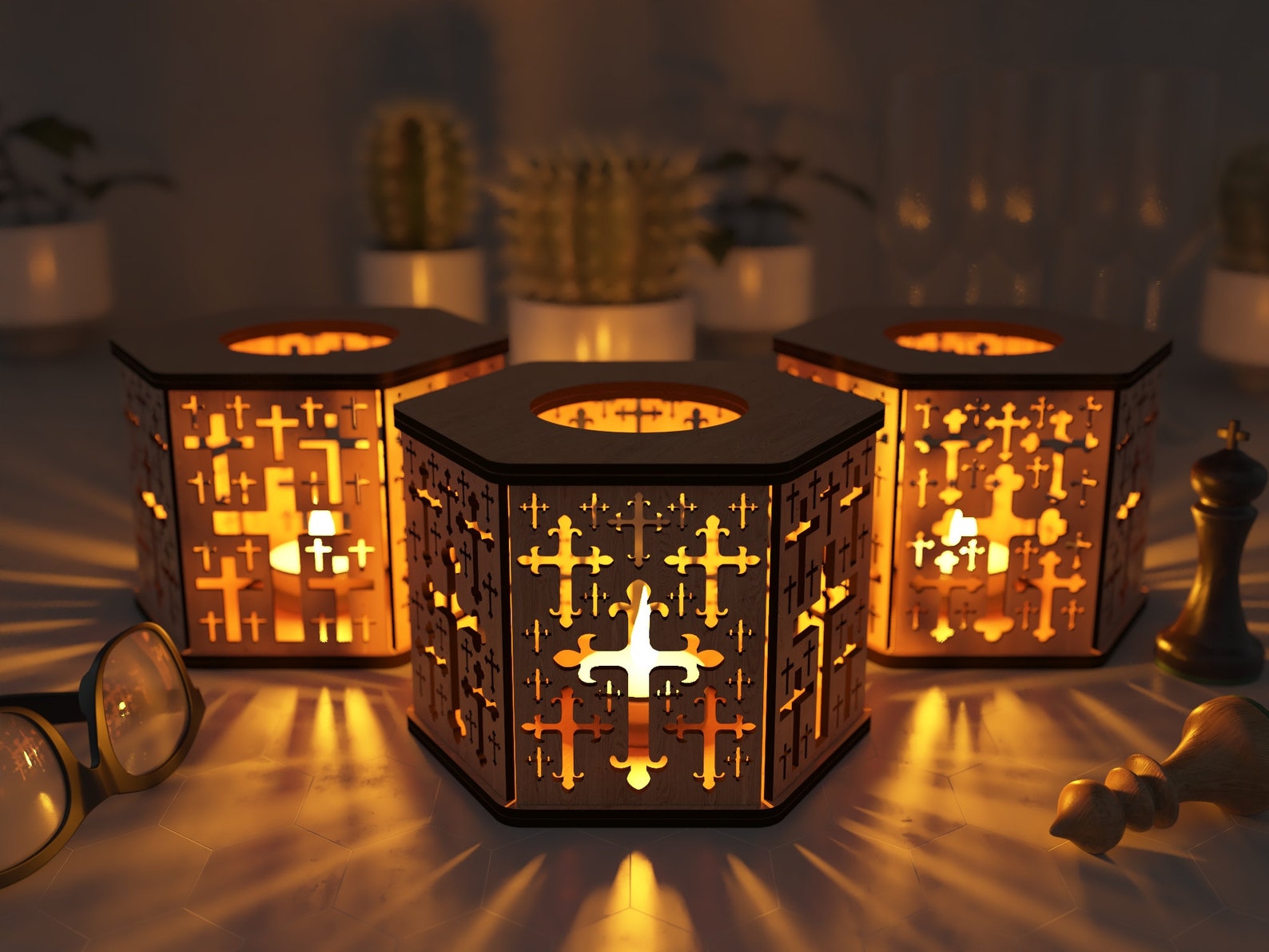 Christian Cross Lantern SVG: Laser Cut Candle Holder (digital Download ...