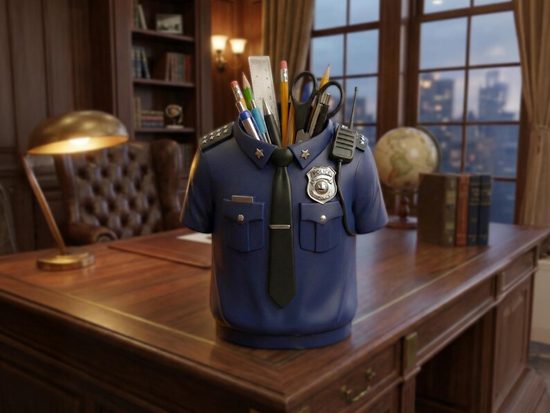 Police Uniform Pencil Holder STL | Law Enforcement Gift | Officer Desk ...