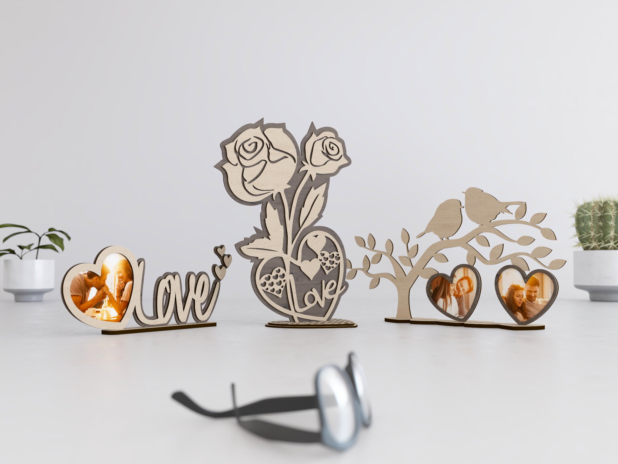 Valentine's Day. Laser Cut 3 Different Works Valentine's Day File With ...
