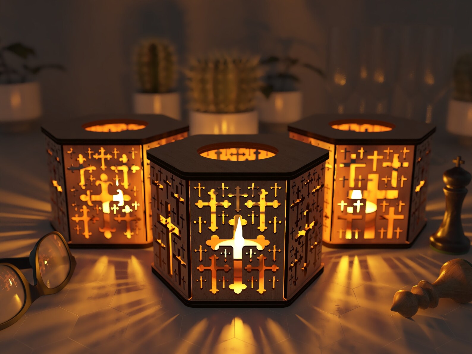 Christian Cross Lantern SVG: Laser Cut Candle Holder (digital Download ...