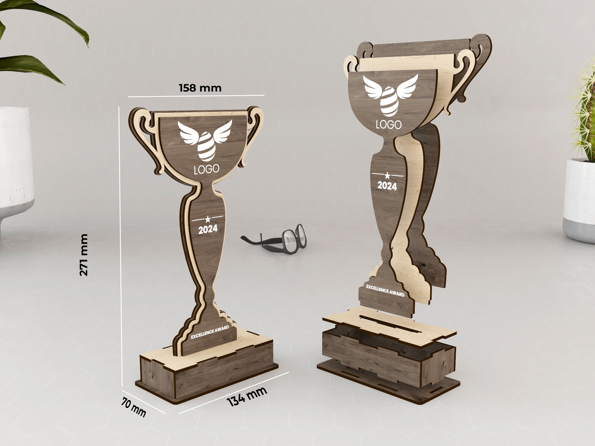 Award Trophy Laser Cut 6 Different Design. Svg Files, Wooden Award Svg ...