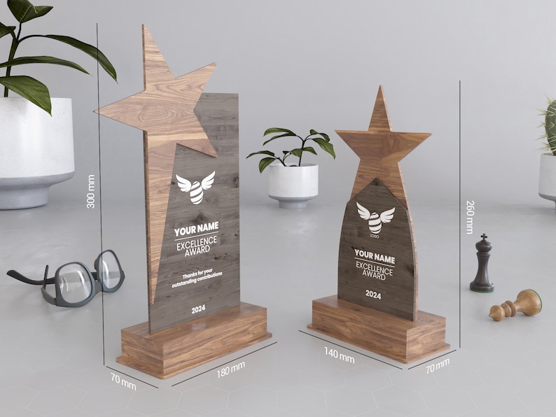 Trofeo Stars Award cortado con láser, 8 diseños diferentes. Archivos ...