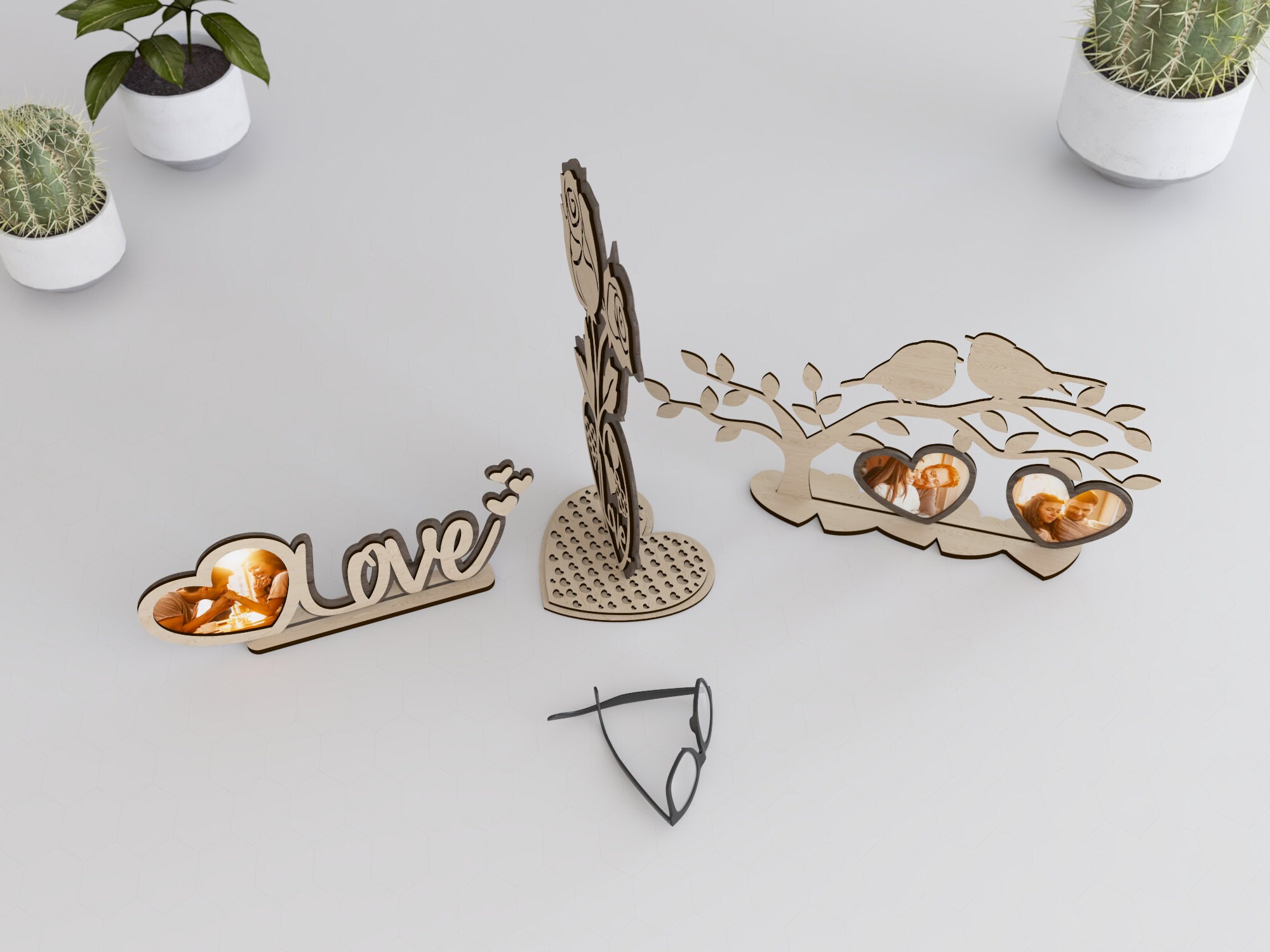 Valentine's Day. Laser Cut 3 Different Works Valentine's Day File With ...