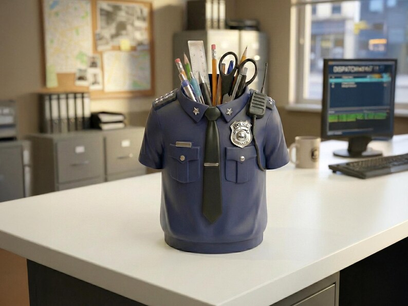 Police Uniform Pencil Holder STL | Law Enforcement Gift | Officer Desk ...