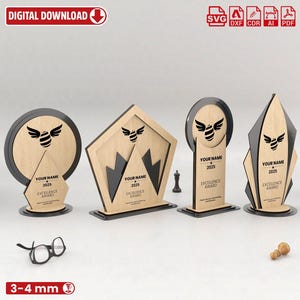 Special Shapes Award Trophy Laser Cut 4 Different Design. Svg Files ...