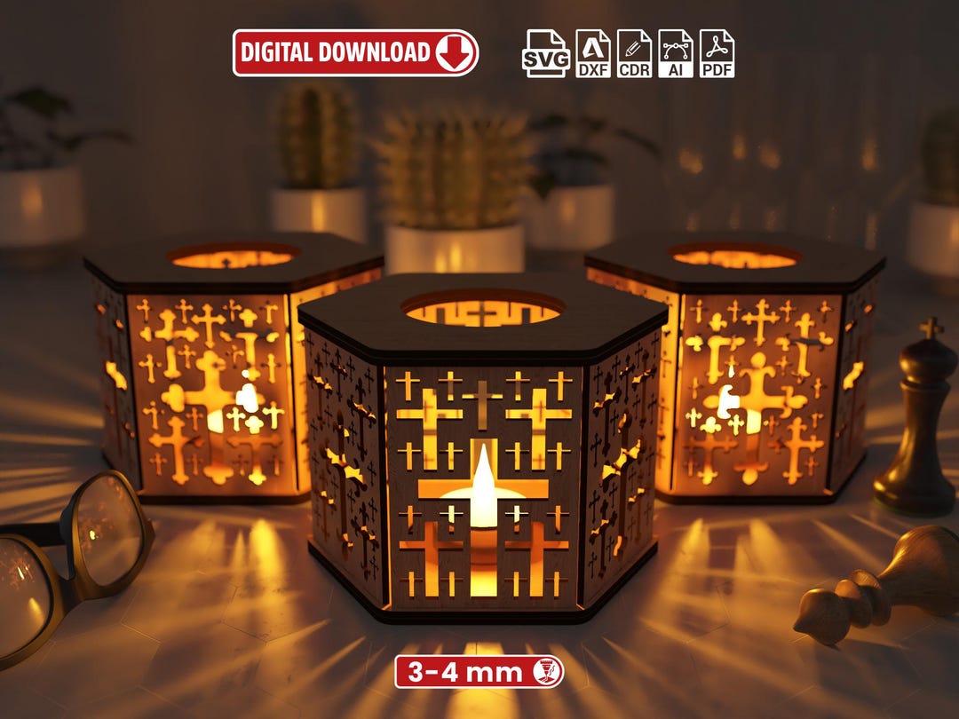 Christian Cross Lantern SVG: Laser Cut Candle Holder (digital Download ...