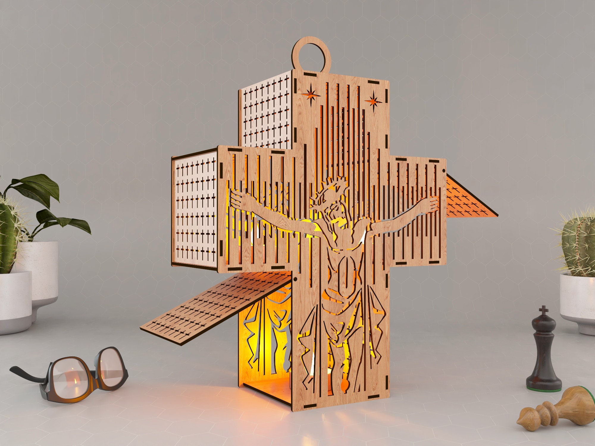 Jesus and Holy Pilgrim, Christian Holy Pilgrim Night Light Lamp Shade ...