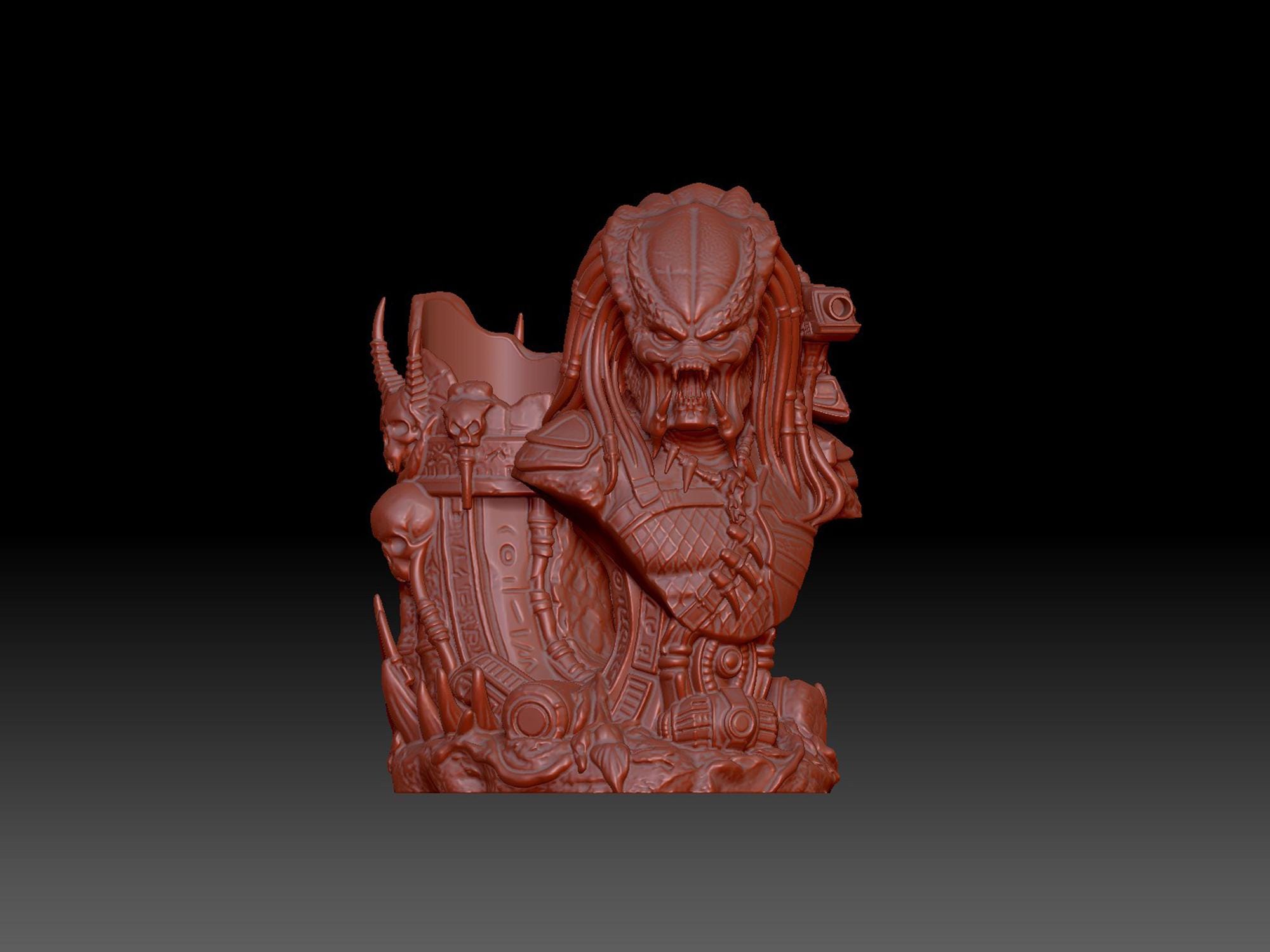 Predator Pencil Holder STL File | Alien Hunter Desk Organizer | Yautja ...