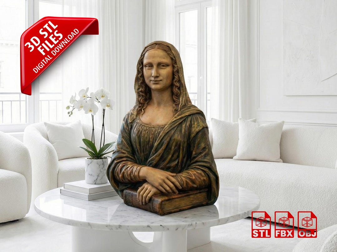 Mona Lisa Bust STL File 3D Printable Model Renaissance Art Statue ...
