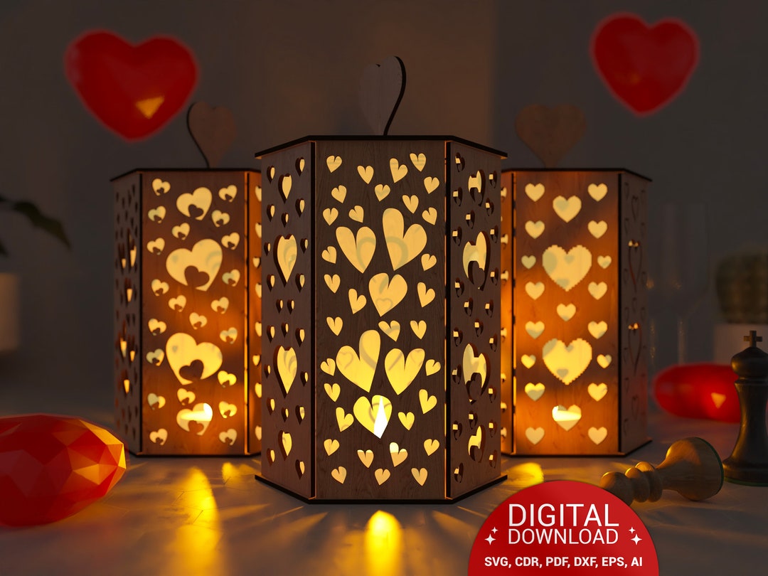 Heart Lantern SVG: Valentine's Day Night Light (digital Download) - Etsy