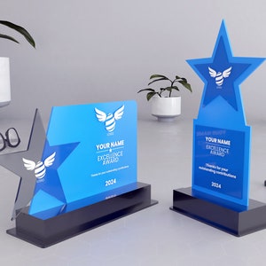Stars Modern Laser Cut Special Shapes Award Trophy Templates: 4 Designs ...