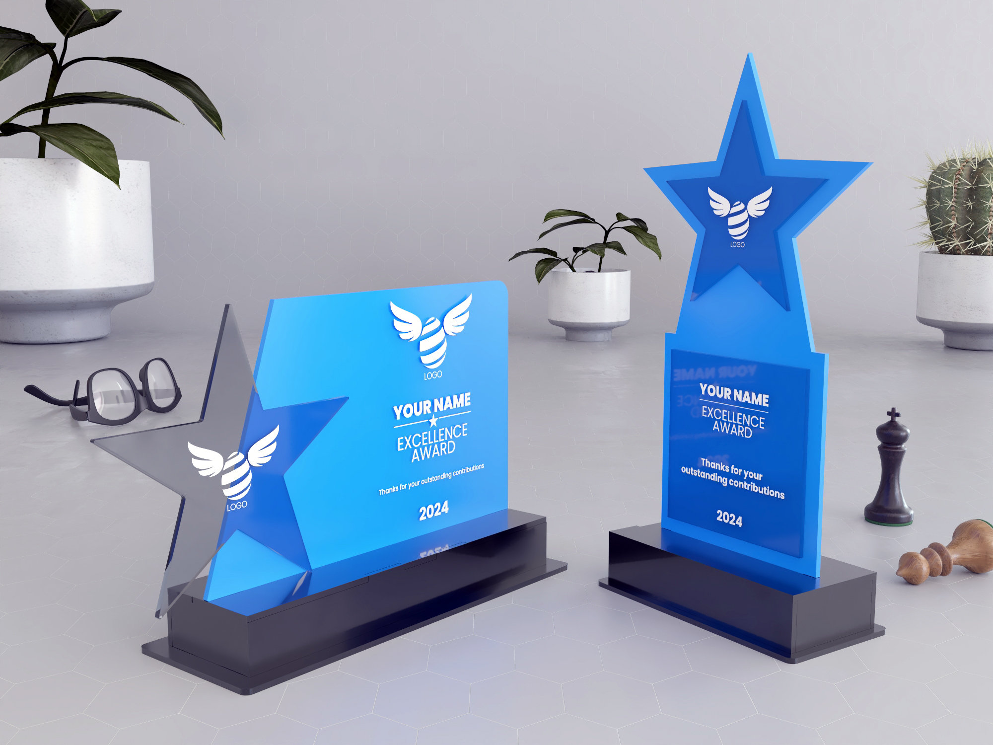 Stars Modern Laser Cut Special Shapes Award Trophy Templates: 4 Designs ...