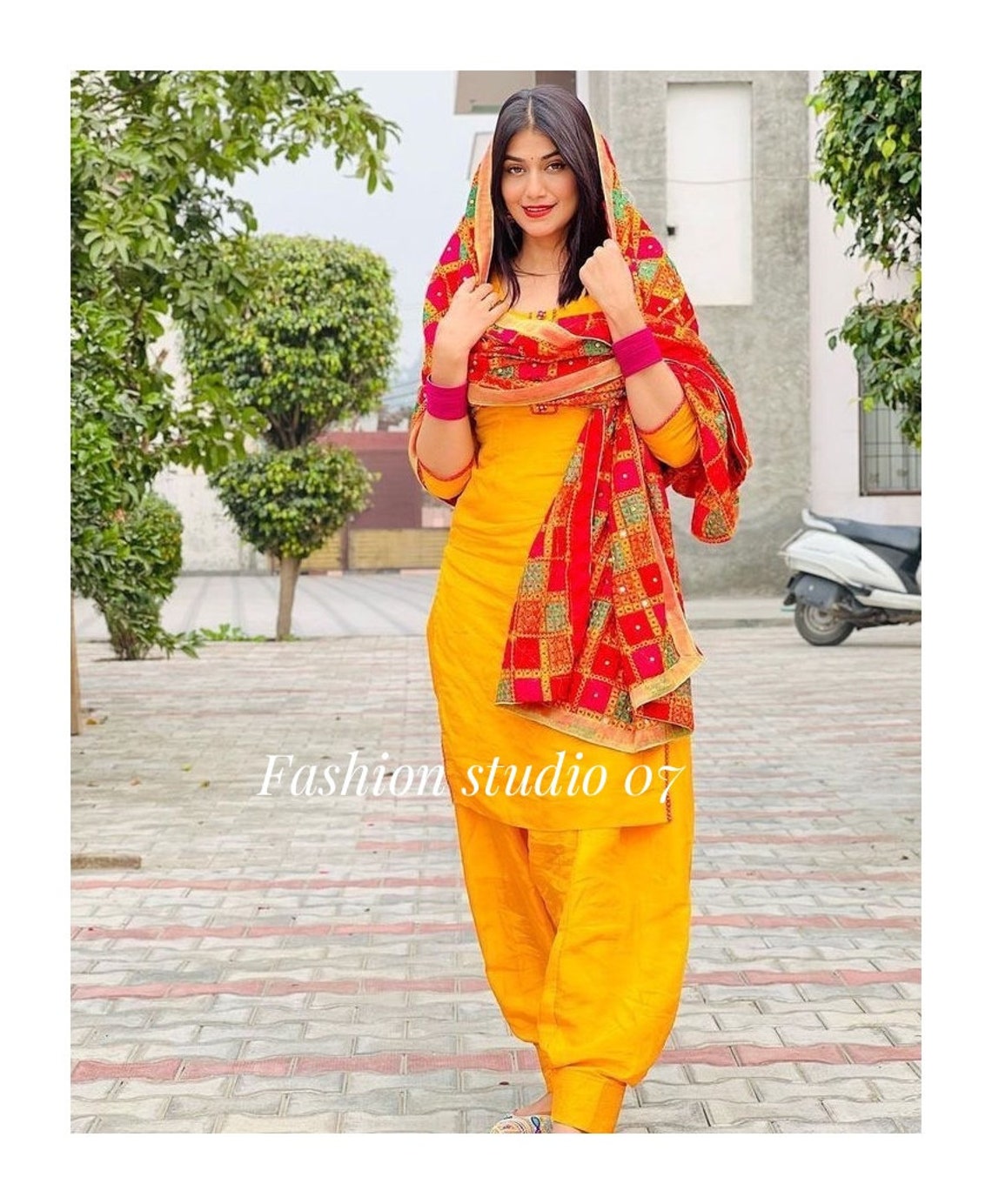 Punjabi Yellow Silk Patiala Suit Salwar Kameez Punjabi Suit Phulkari ...
