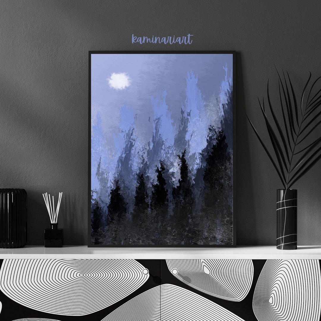 Black Blue Abstract Painting Abstract Dark Printable Wall Art Home ...