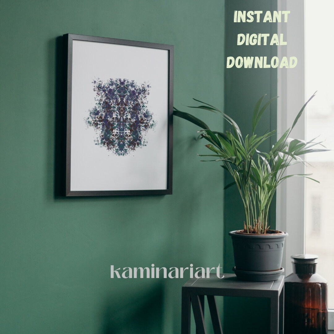Printable Blue Color Abstract Wall Art, Instant Digital Download, Plain ...