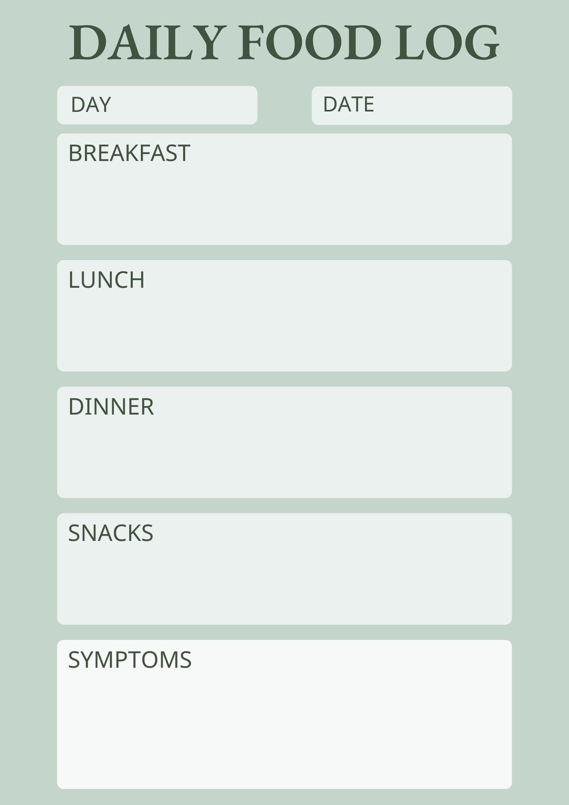 Simple Daily Food Diary for Food Sensitivity and Migraine Triggers ...