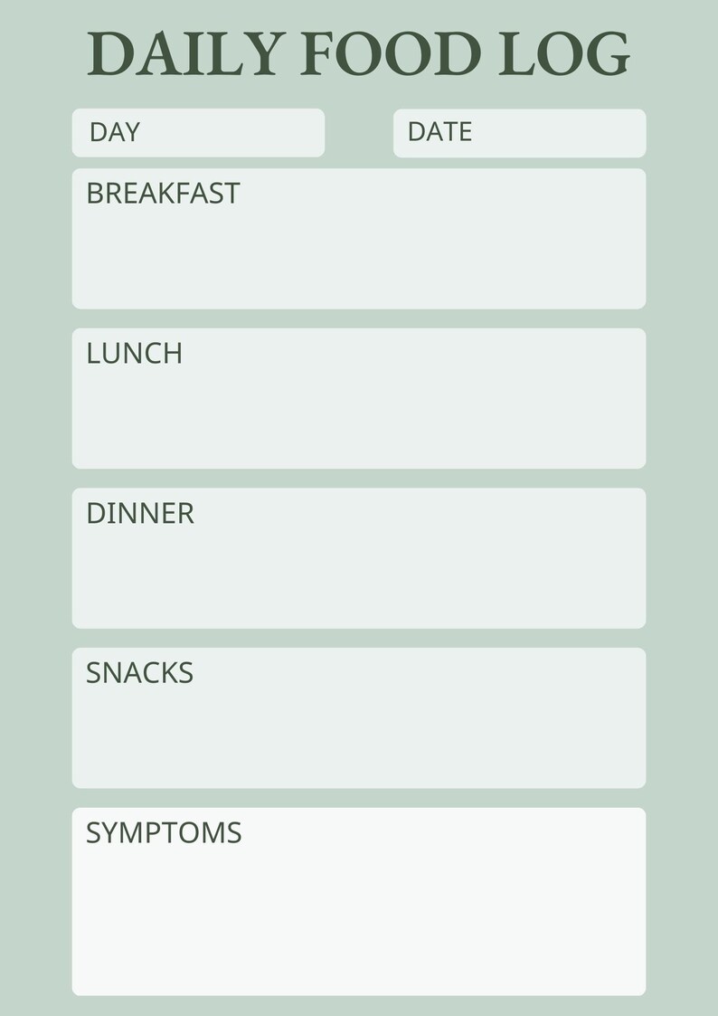 Simple Daily Food Diary for Food Sensitivity and Migraine Triggers ...
