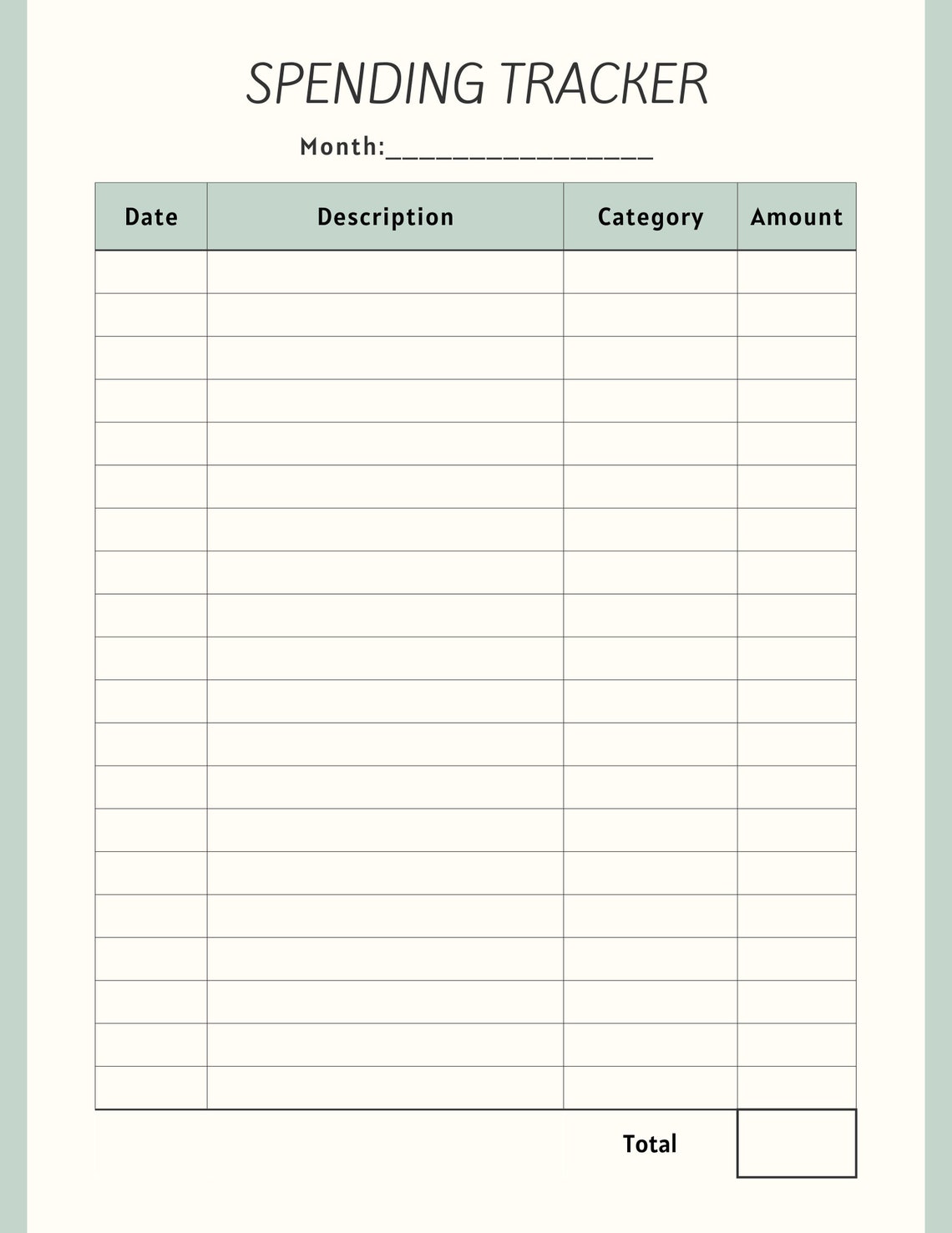 Simple Personal Spending Tracker Printable and Fillable PDF Versions ...