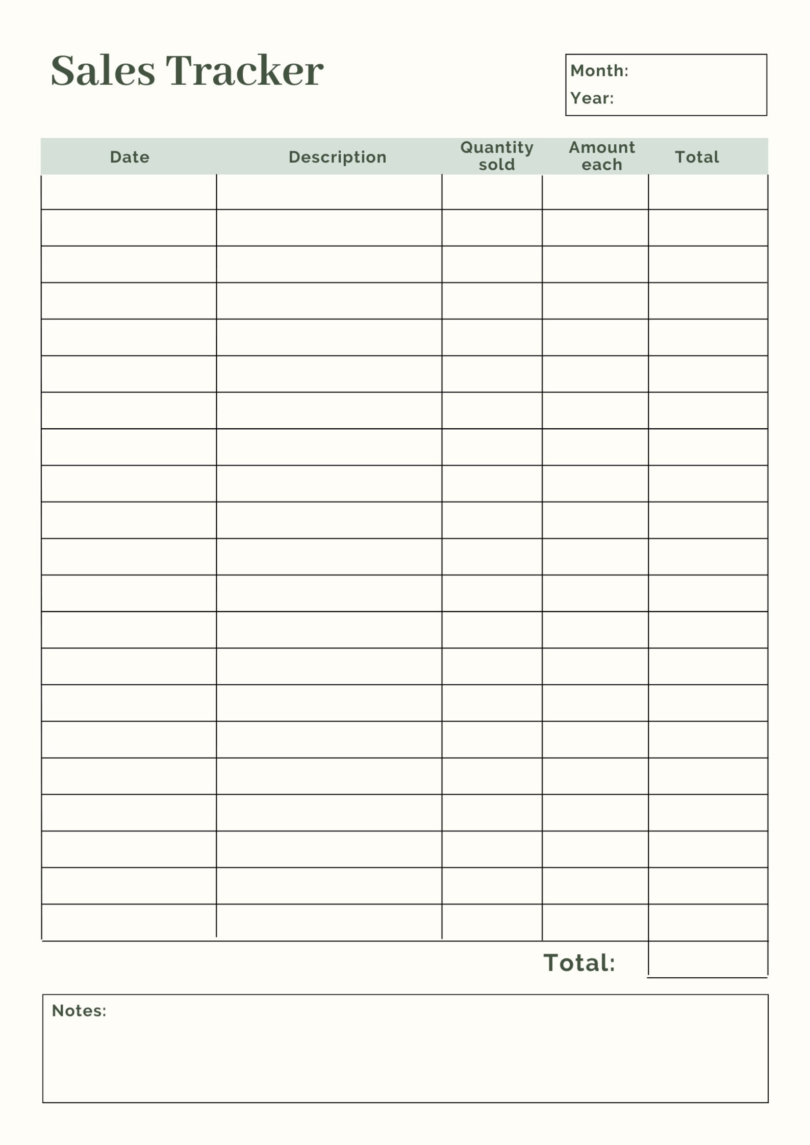 Simple Sales Tracker - Instant Download - Printable and Fillable PDF ...