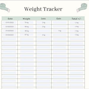 Simple Weight Tracker - Printable and Fillable PDF Versions Included ...