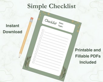 Checklist Tracker Digital Download Printable & Fillable Checklist - Etsy