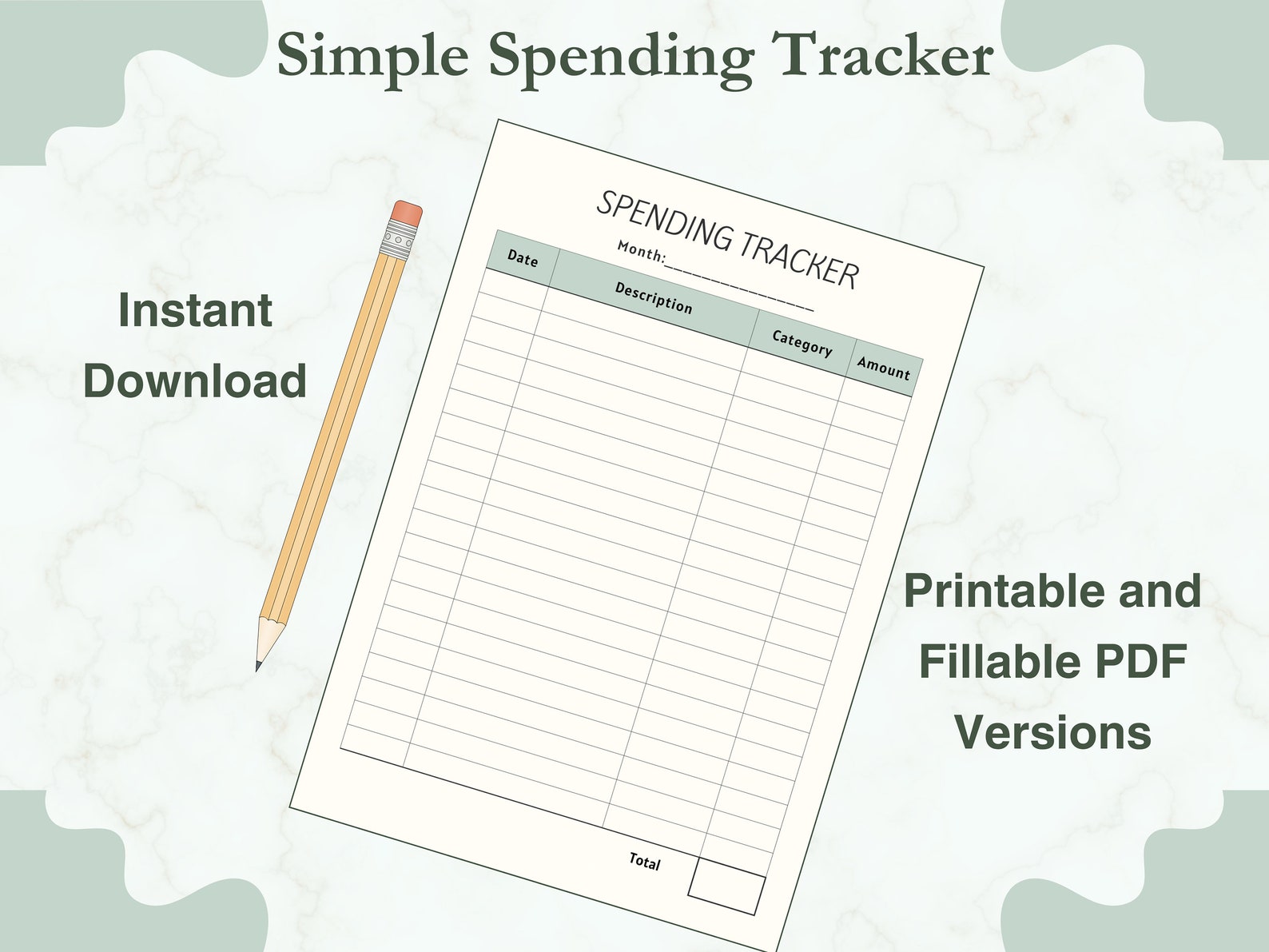 Simple Personal Spending Tracker - Printable and Fillable PDF Versions ...