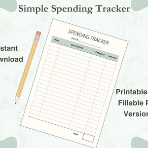 Simple Personal Spending Tracker Printable and Fillable PDF Versions ...