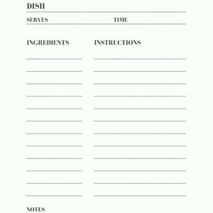 Simple Recipe Card - Digital Download - Printable PDF and Fillable PDF ...