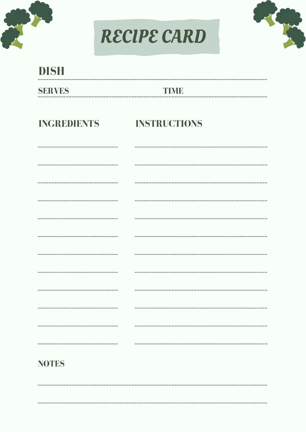 Simple Recipe Card - Digital Download - Printable PDF and Fillable PDF ...