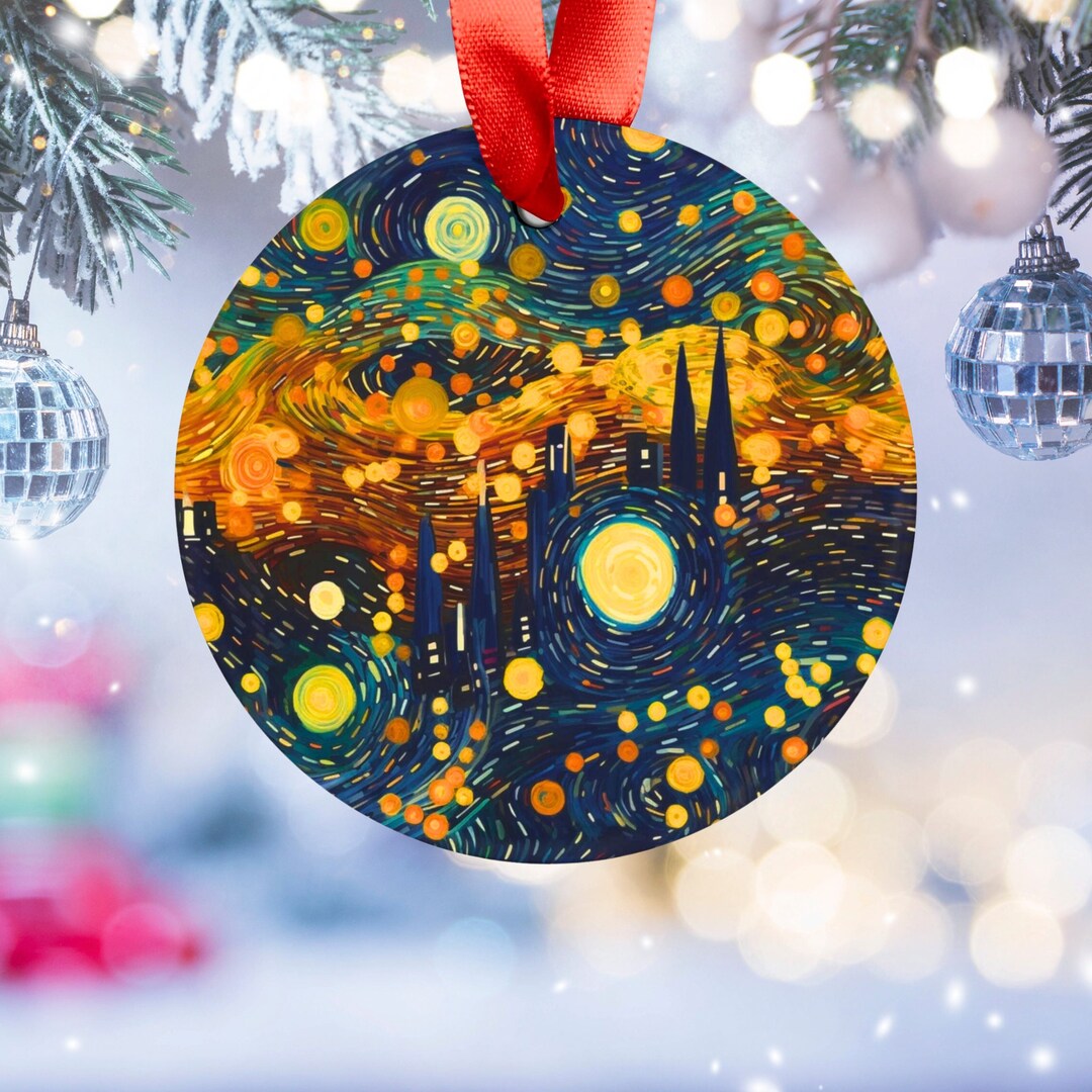 Hand Painted Abstract Starry Night Sky Acrylic Ornament With - Etsy