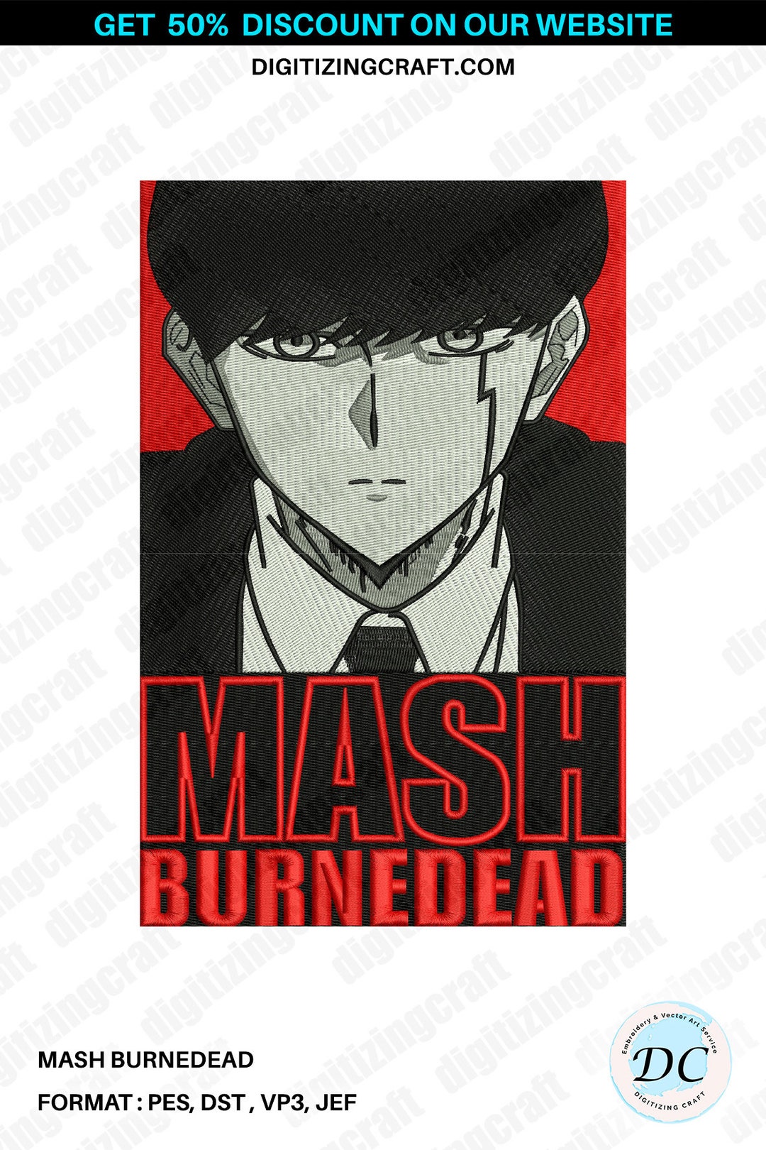 Mashle Embroidery Design File,anime Embroidery File - Etsy