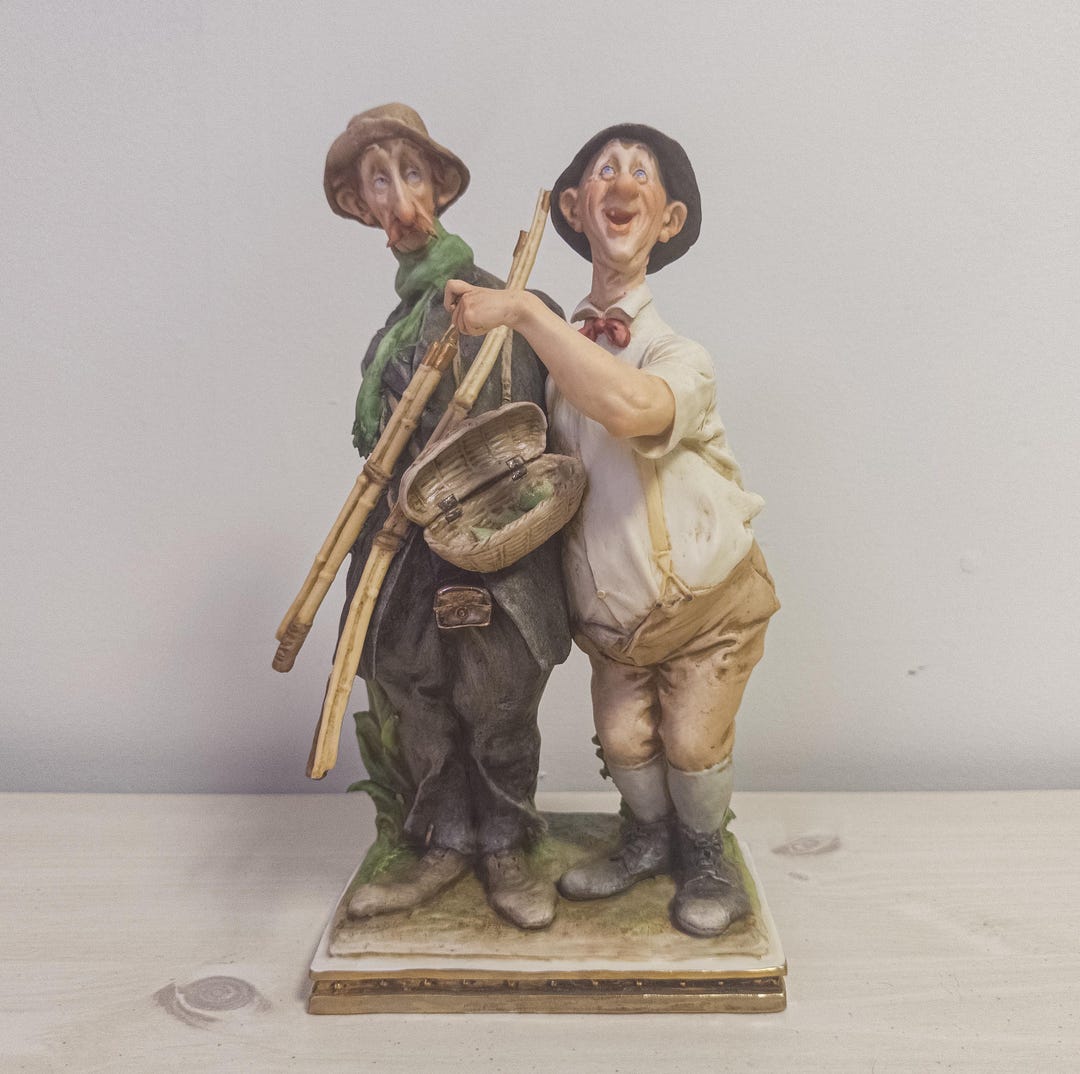 Capodimonte Porcelain Sculpture Two Fishermen by Giuseppe Cappé Artist ...