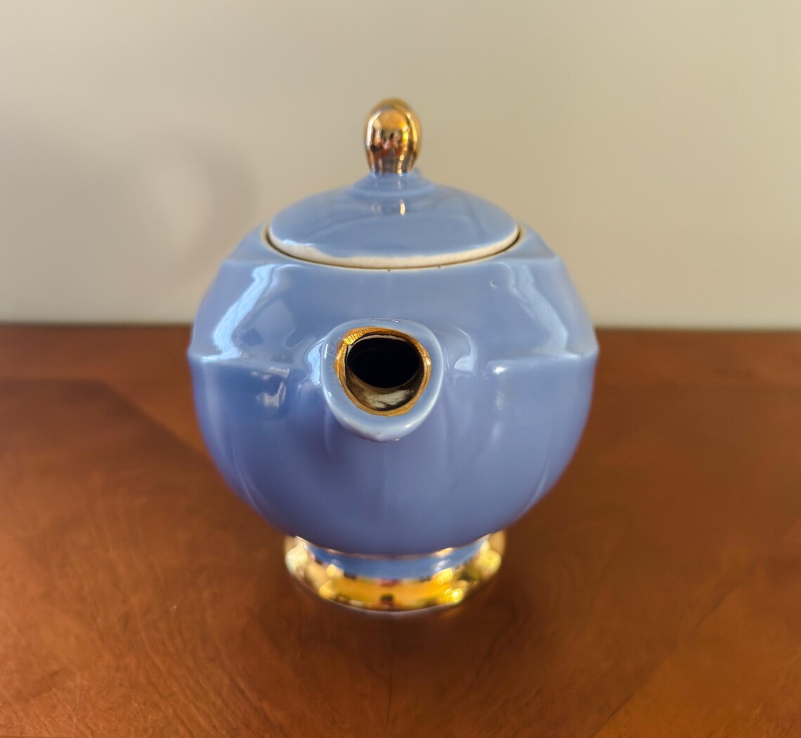 Hall China Moderne Teapot in Cadet Blue With Standard Gold Trim ...