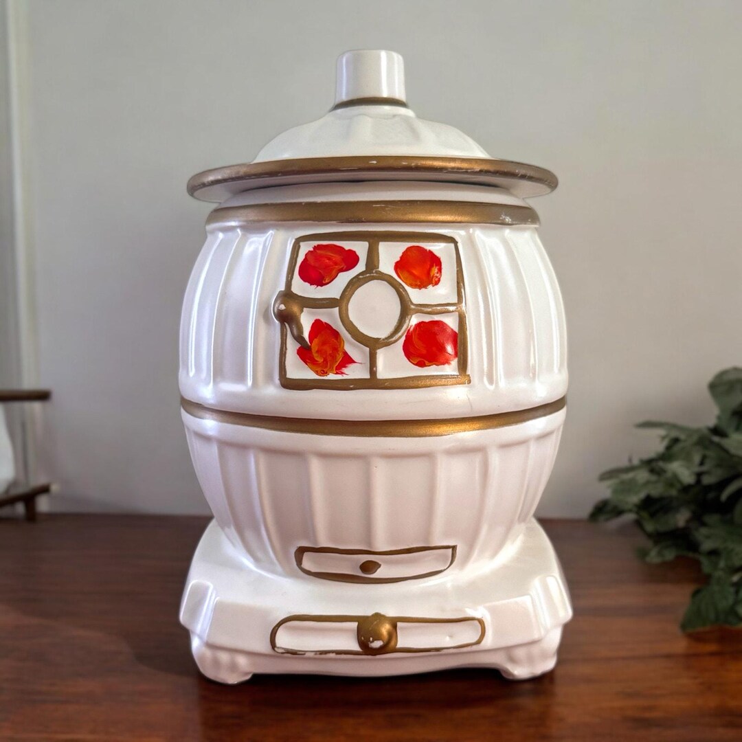 Mccoy White Pot Belly Country Stove Cookie Jar Vintage - Etsy